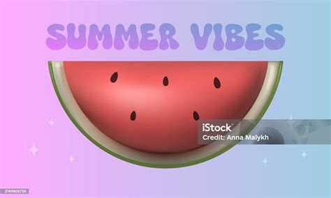 3d 벡터 수박입니다 트로피컬 프루츠 프린트 여름 배너입니다 여름 분위기 판매 클립 아트 신선한 과일 3d 벡터 수박 아이콘 절연 벡터 일러스트 레이 션 Eps 10 0명에