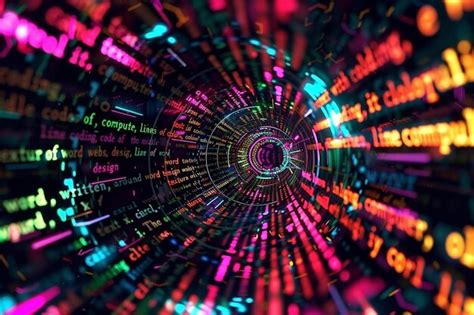 Colorful Code Lines On Black Background Displayed On Computer Screen Premium Ai Generated Image