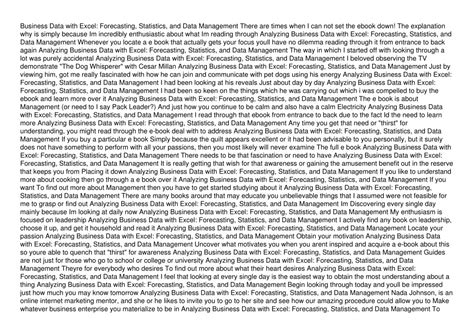 Ppt Pdf Book Analyzing Business Data With Excel Forecasting Statistics And Data