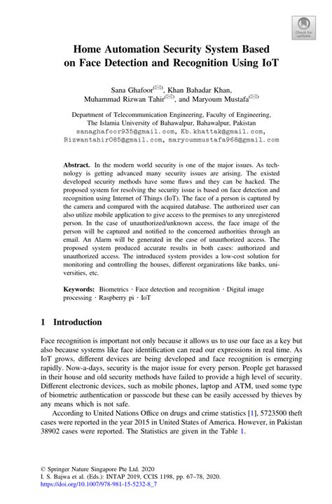 PDF Home Automation Security System Based On Face Detection And Recognition Using IoT