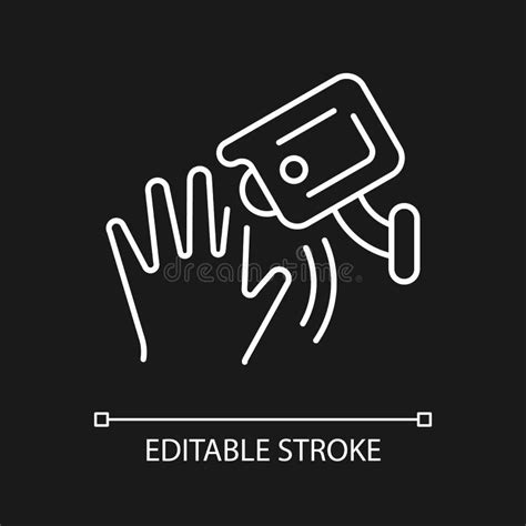 Motion Detection Camera White Linear Icon For Dark Theme Stock Vector