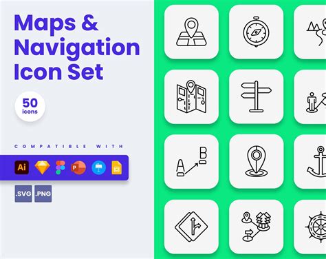 Maps And Navigation Icons Vector Icons For Powerpoint Keynote Illustrator Google Slides