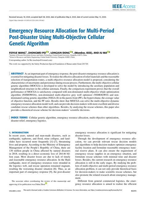 Pdf Emergency Resource Allocation For Multi Period Post Disaster