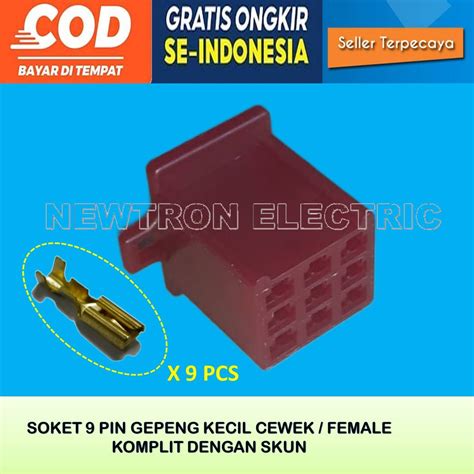 Jual Soket Kabel Gepeng Pin Kecil Cewe Female Original Komplit Skun Warna Merah Bahan Nylon