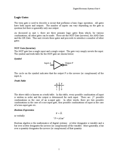 Unit 4 Logic Gates Pdf Boolean Algebra Teaching Mathematics