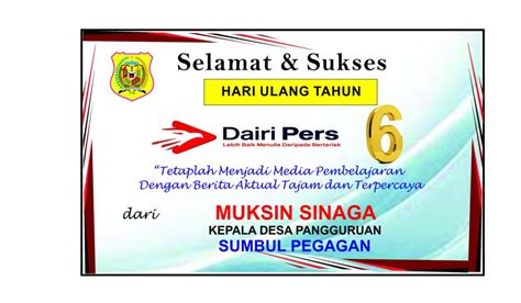 Ucapan Selamat Hut Dairi Pers Ke 6 Dari Kades Pangguruan Dairipers