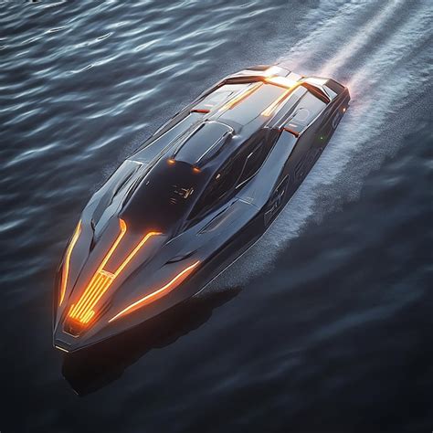 Highspeed Autonomous Racing Boat With Sharp Angular Design Premium Ai