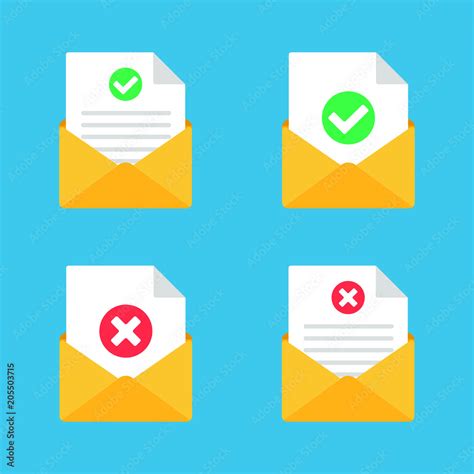 Envelope With Document Paper Sheet Page Check Mark Tick And Cross Text Icon Sign Vector