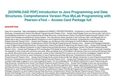 Ppt Download Pdf Introduction To Java Programming And Data