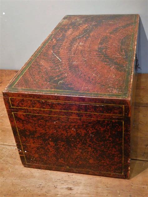 Decorated Storage Or Document Box New England Folk Art Mid 19th