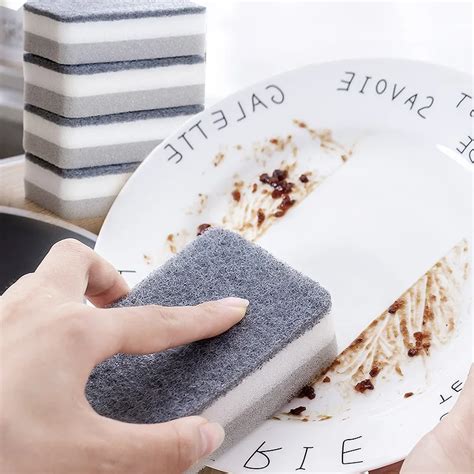 일회용수세미 양면 청소 스폰지 가정용 수세미 패드 주방 식기 닦기 천 접시 수건 액세서리 5 개 티몬