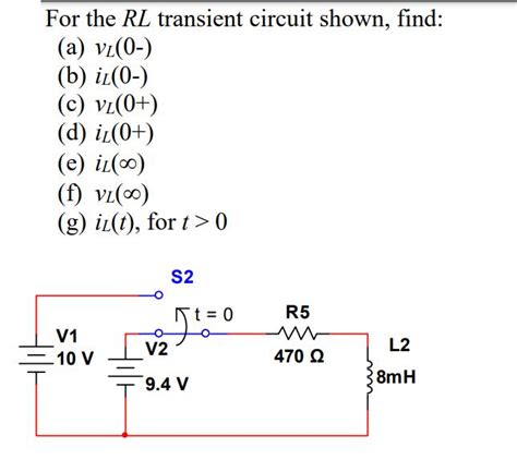 [solved] For The Rl Transient Circuit Shown Find Solutioninn
