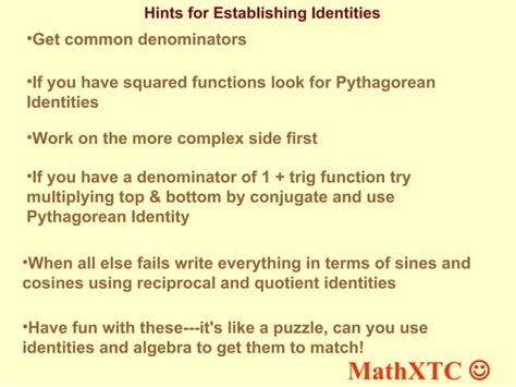 Trigonometric Identities Simplify Ppt Physics Science