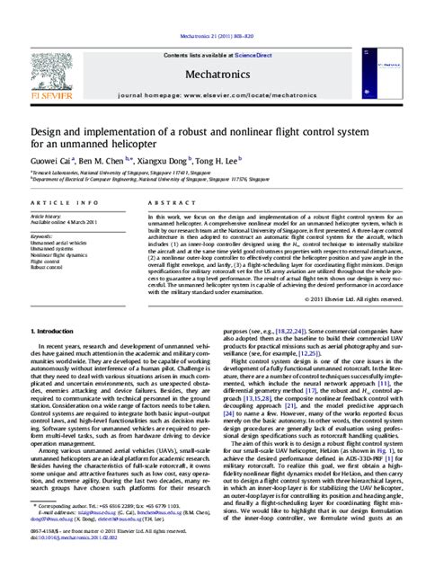 Pdf Design And Implementation Of A Robust And Nonlinear Flight