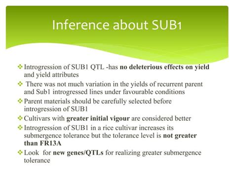 Submergence Tolerance In Rice Sub 1 Pptx Genetics Science