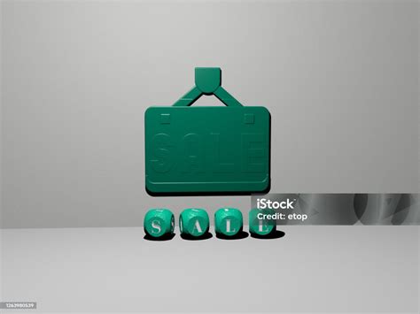 개념 프리젠 테이션 및 슬라이드 쇼에 탁월 상단 관점에서 금속 입방 문자에 의해 만들어진 텍스트와 함께 세로 판매의 3d 그래픽 이미지 일러스트 및 배경 개념에 대한 스톡