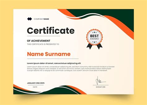 Premium Psd Modern And Simple Wave Certificate Design Template
