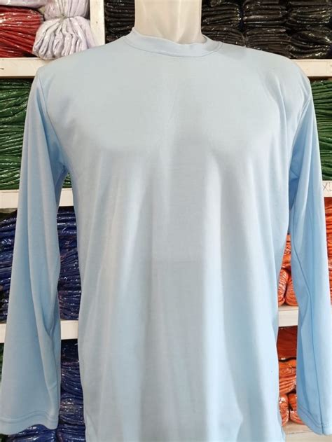 Jual Kaos Polos Lengan Panjang Pe Double Knit Warna Biru Muda Shopee Indonesia