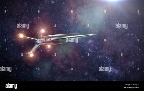 Spaceship In Front Of The Stars Of The Milky Way Galaxy Rocket In Deep