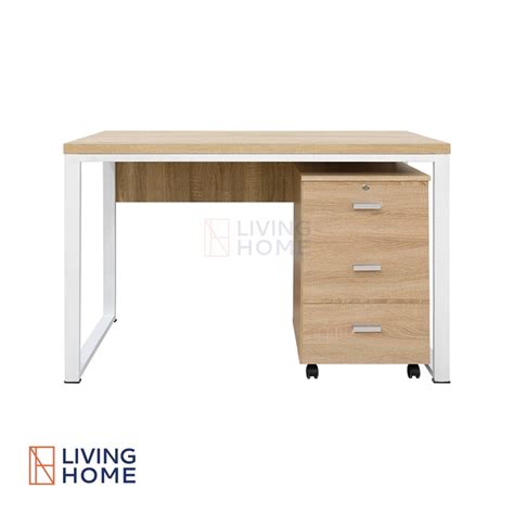 โต๊ะทำงาน ลิ้นชัก ขนาด 120x60x75 Cm รุ่นบอนนี่ สีโซลิค ขาว Livinghome Shopee Thailand