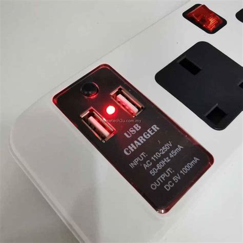 Sum 3 Way 2usb 13a Extension Trailing Socket With Surge Protector And 2meter Cable [sirim Approved]