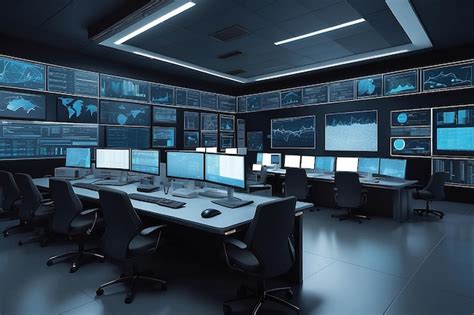 Premium Photo Illustration Of A Modern Security System Control Room