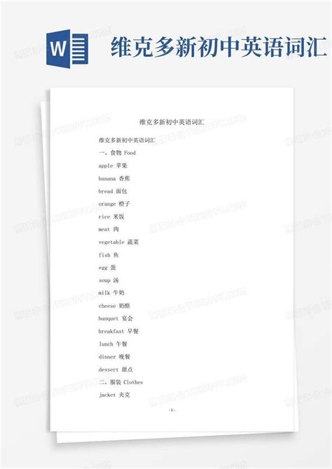 维克多新初中英语词汇Word模板下载 编号qyjvzgrw 熊猫办公