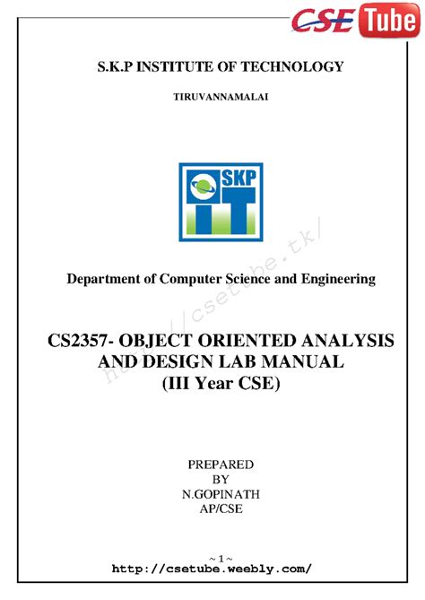 oomd notes csetube ~ 1 ~ s k institute of technology