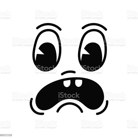 복고풍 30년대 만화 마스코트 캐릭터 재미있는 얼굴 50 년대 60 년대 오래된 애니메이션 눈과 입 요소 유행하는 일러스트레이션을 위한 빈티지 캐릭터 제작자 로고 벡터에 대