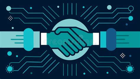 Handshake With Circuit Lines A Closeup Of Two Hands Shaking Surrounded By Circuit Patterns