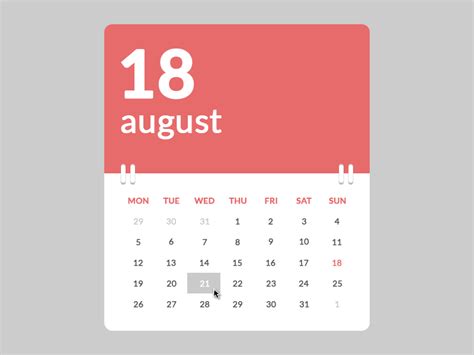 calendar psd html and css