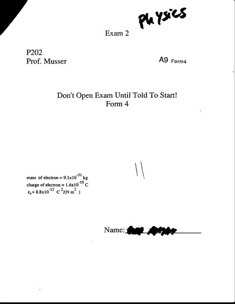 Questions On General Physics Ii Practice Exam 2 Phys Docsity