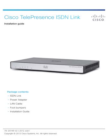 Cisco TelePresence ISDN Link Installation Guide Manualzz