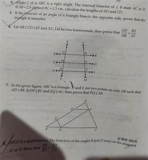 4 angle c of abc is a right angle the internal bisector of ∠b meet ac