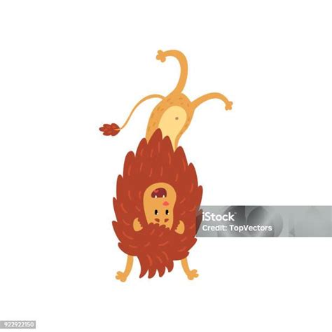 흰색 배경에 그림을 벡터 귀여운 사자 새끼 만화 캐릭터 서 거꾸로 갈기에 대한 스톡 벡터 아트 및 기타 이미지 갈기 갈색 귀여운 Istock
