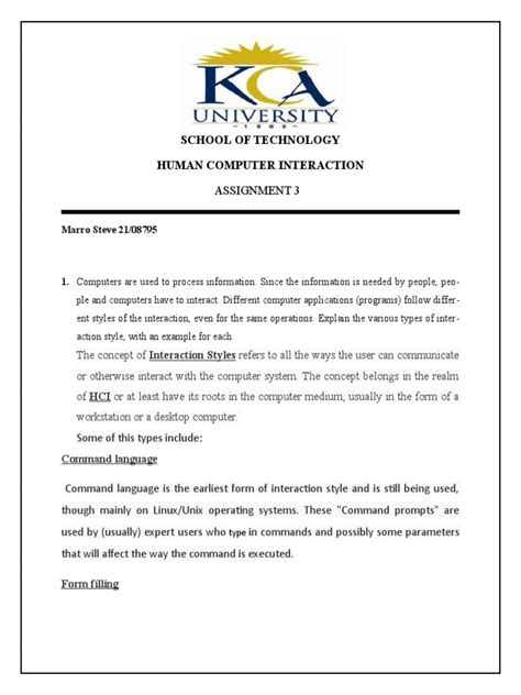 Assigment 3 Pdf Humancomputer Interaction Menu Computing