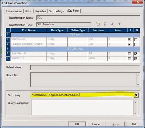 Sql Query It Will Required Script Name And Connection Object Name As Below