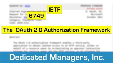 Understanding Oauth 20 Directly From The Ietf Rfc 6749 Specification Dedicated Managers Inc