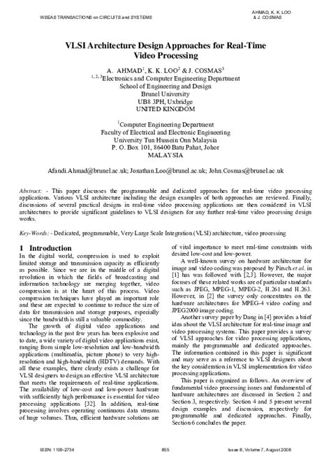 pdf vlsi architecture design approaches for real time video processing