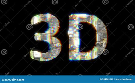 Glitch And Chromatic Aberrations Cybernetical Text 3d On Black Isolated Object 3d Rendering
