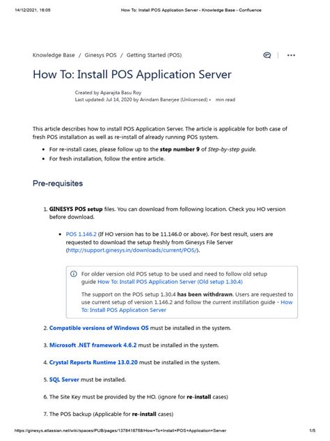 How To Install Pos Application Server Knowledge Base Confluence Pdf Point Of Sale
