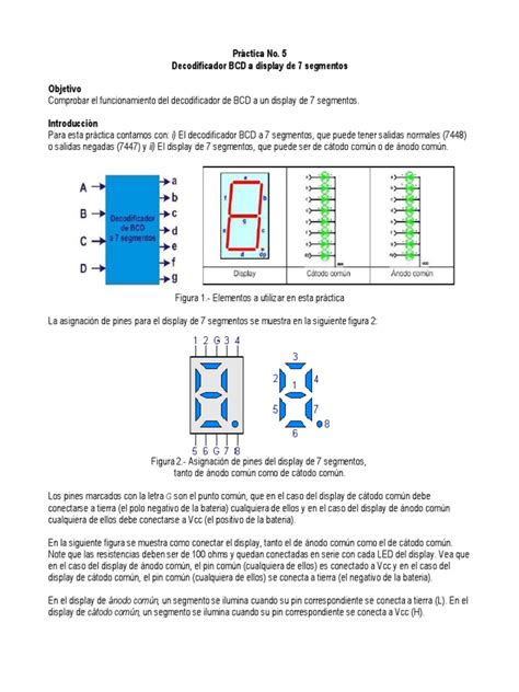 Practica Decodificador 7 Segmentos Pdf Cátodo Ingenieria Eléctrica
