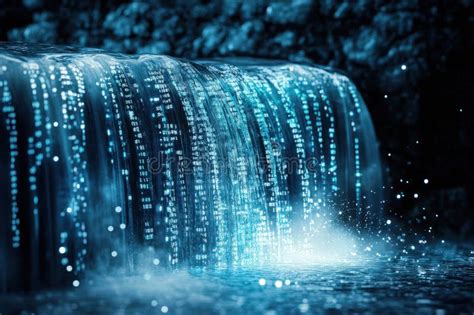 Digital Data Cascading Down A Waterfall Stock Illustration