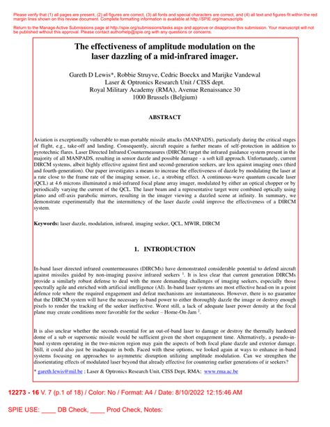 Pdf The Effectiveness Of Amplitude Modulation On The Laser Dazzling