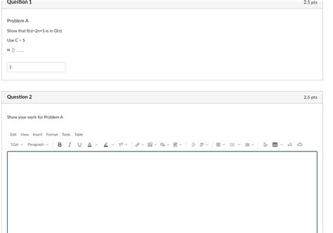 Solved Show That F N 2n 5 Is In O N Use C 5 N Question 2 Chegg Com