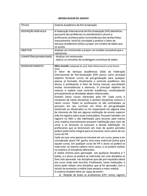 modelagem de dados pdf pós graduação professor