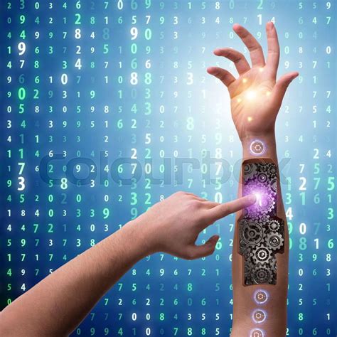 Robotic Hand Pressing Button In Futuristic Concept Colourbox