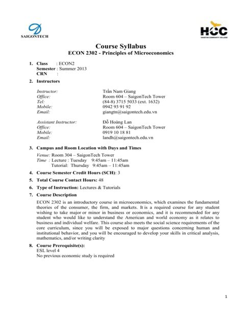 Econ 2302 Principles Of Microeconomics