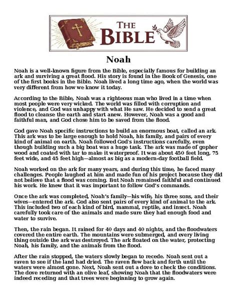 Noah Assignment The Bible By Wr Educational Concepts Tpt