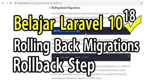 Belajar Laravel 10 Rolling Back Migrations Rollback Step Di Laravel Youtube